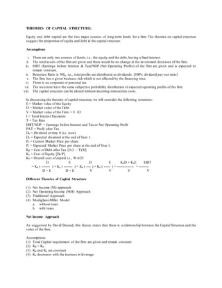 Capital structure theories notes | DOCX