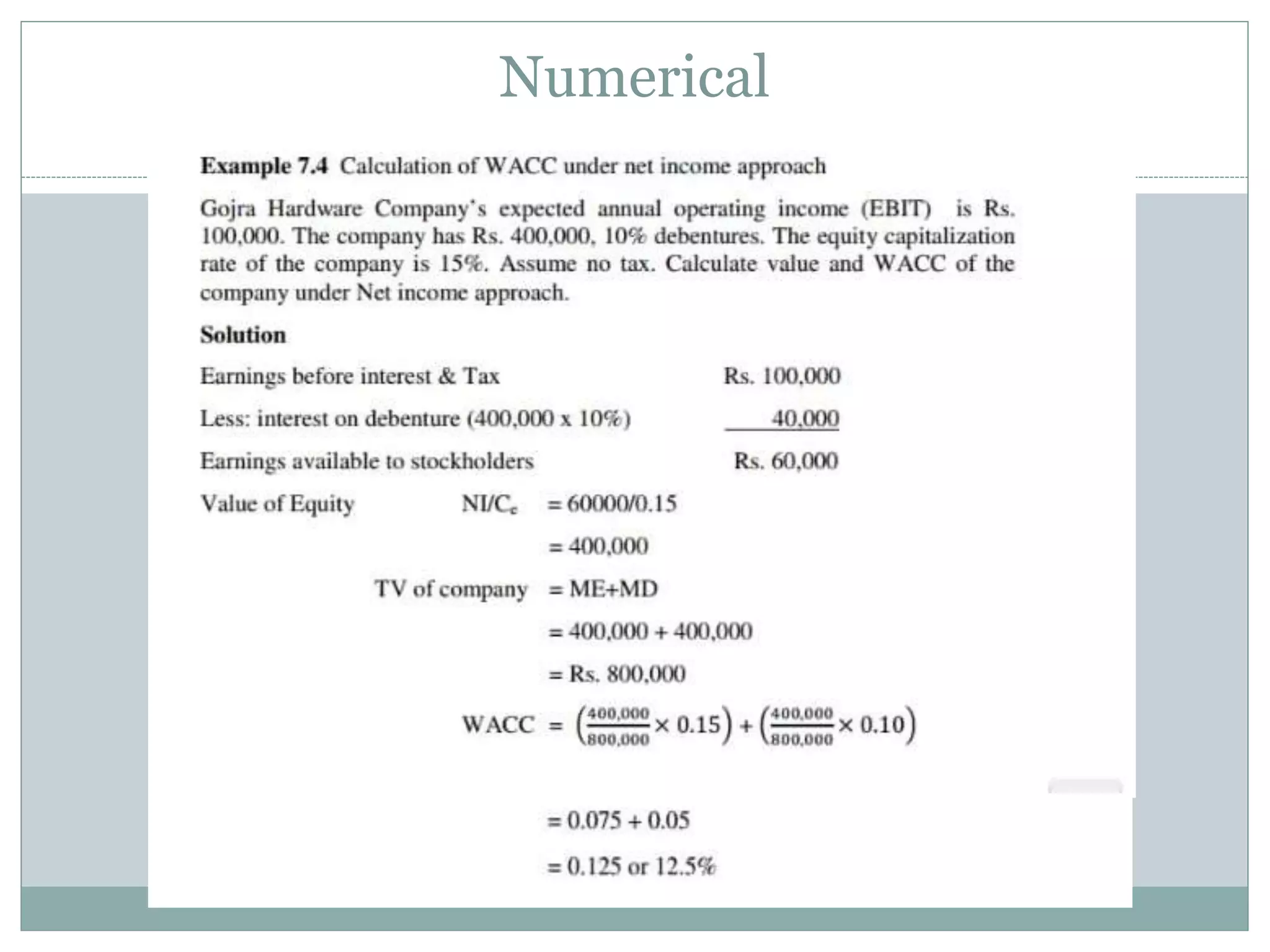 Capital structure theories with numericals. | PPTX