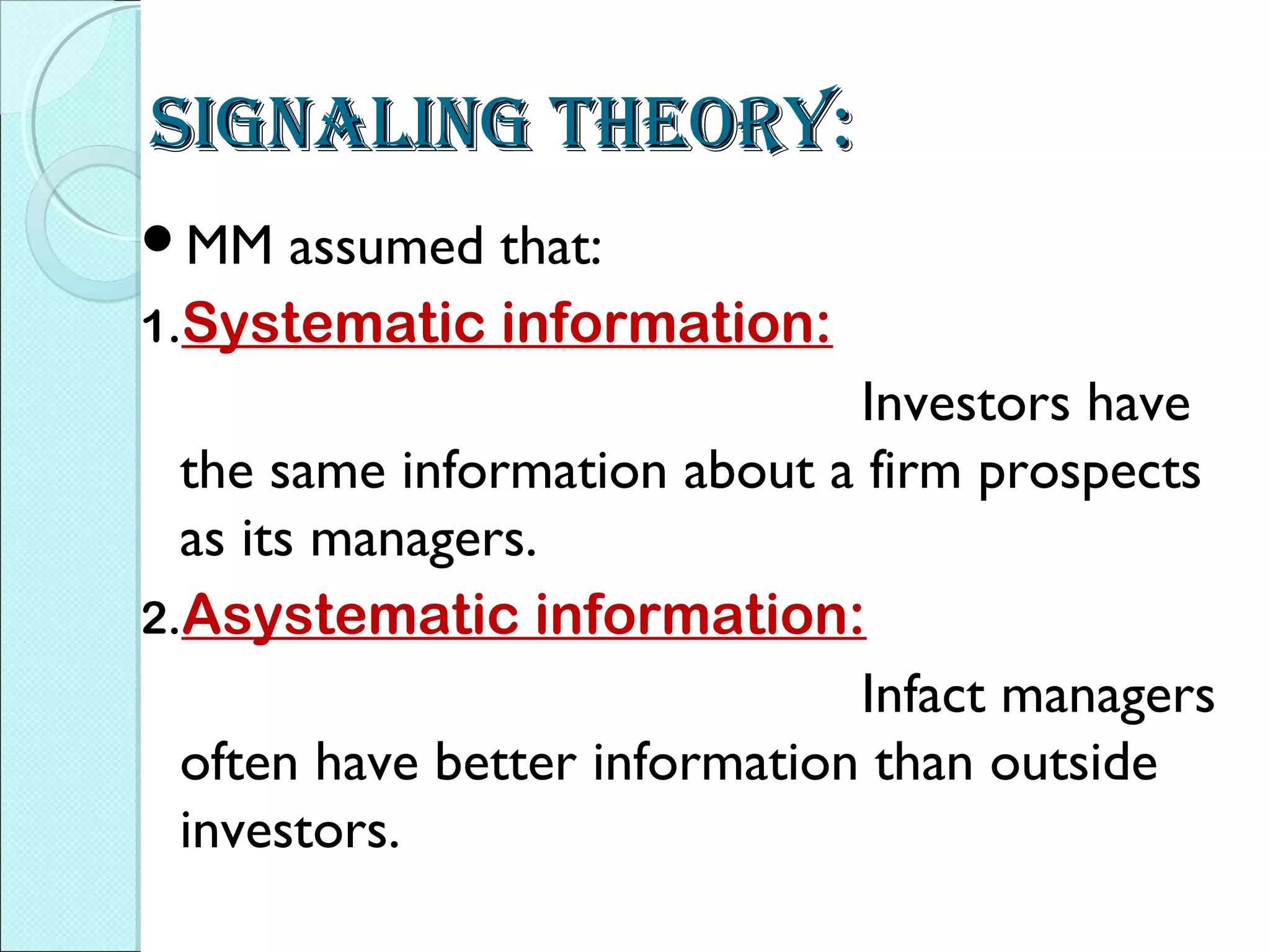 Capital structure theory | PPT