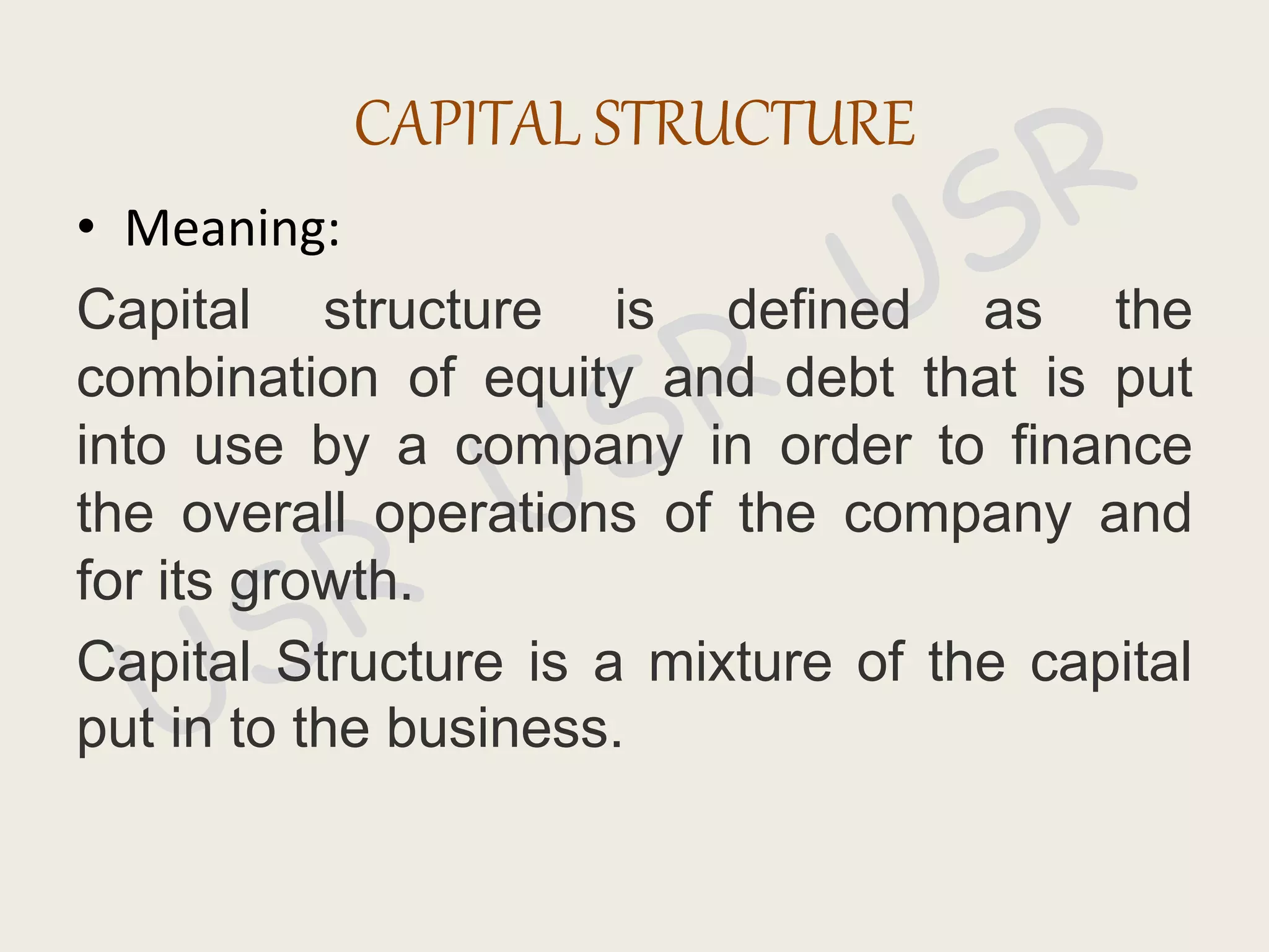 Capital structure theory | PPT