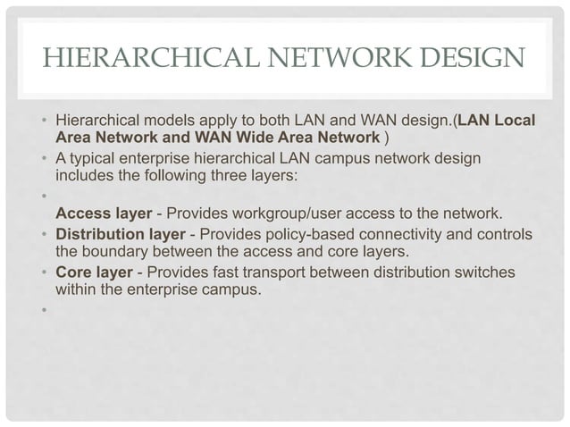 CCNA 4 Hierarchical Network Design | PPTX | Internet | Computing