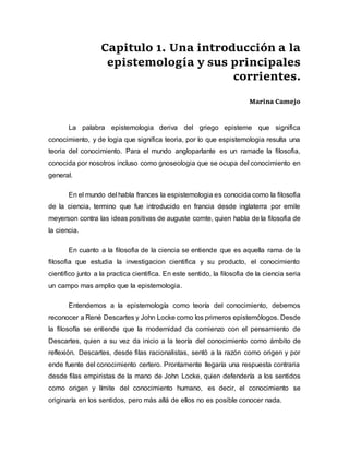 Capitulo 1 epistemologia | DOCX
