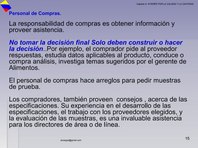 Capitulo 5 ESPECIFICACIONES DE COMPRAS DE ALIMENTOS & BEBIDAS (interes ...