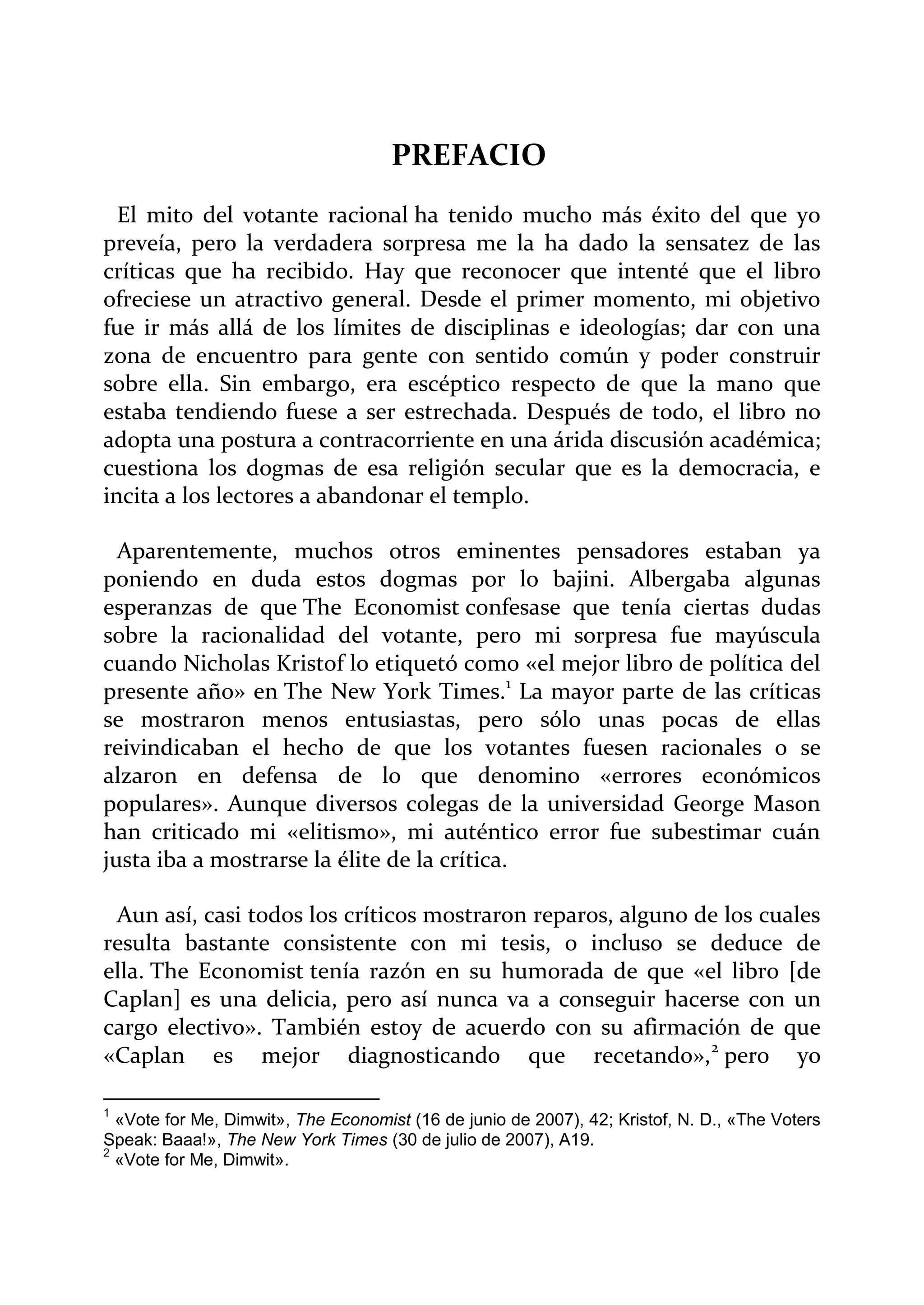 El Mito del Votante Racional - Bryan Caplan | PDF