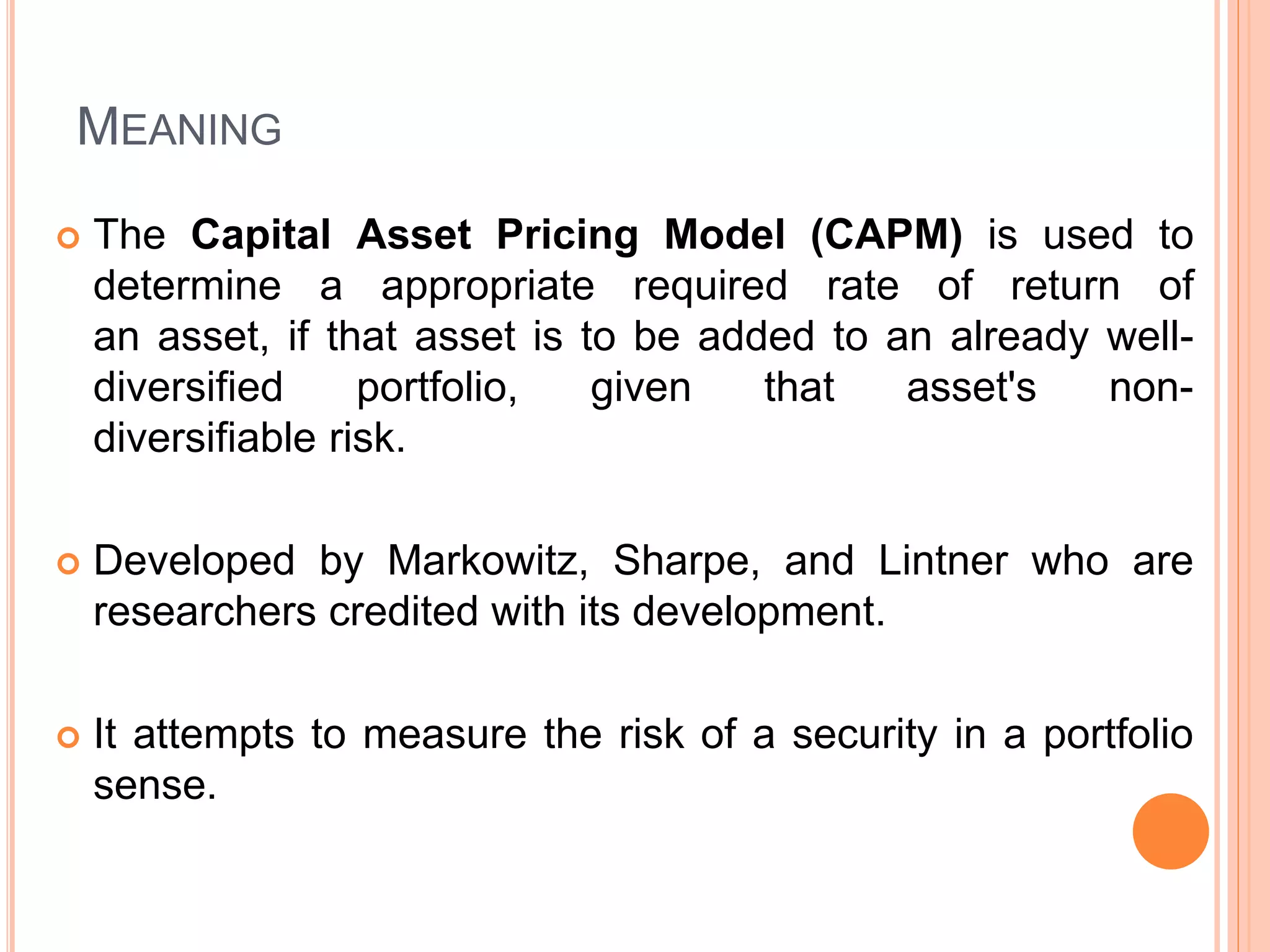 Capital Asset Pricing Model | PPTX