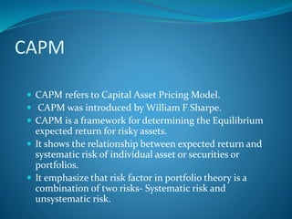 Capital Asset Pricing Model - CAPM | PPTX | Stocks and Bonds | Personal ...
