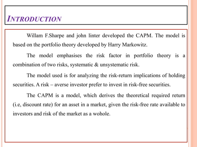 Capital Asset Pricing Model (CAPM) | PPTX