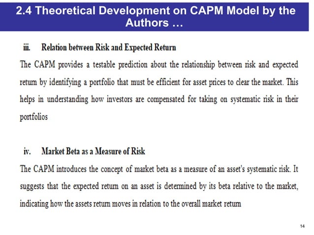 CAPM Theory and Evidence Presentation for academic | PPT