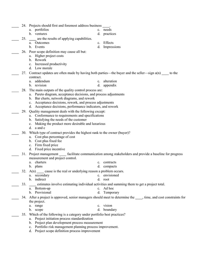 Capm time 150 question final key | PDF