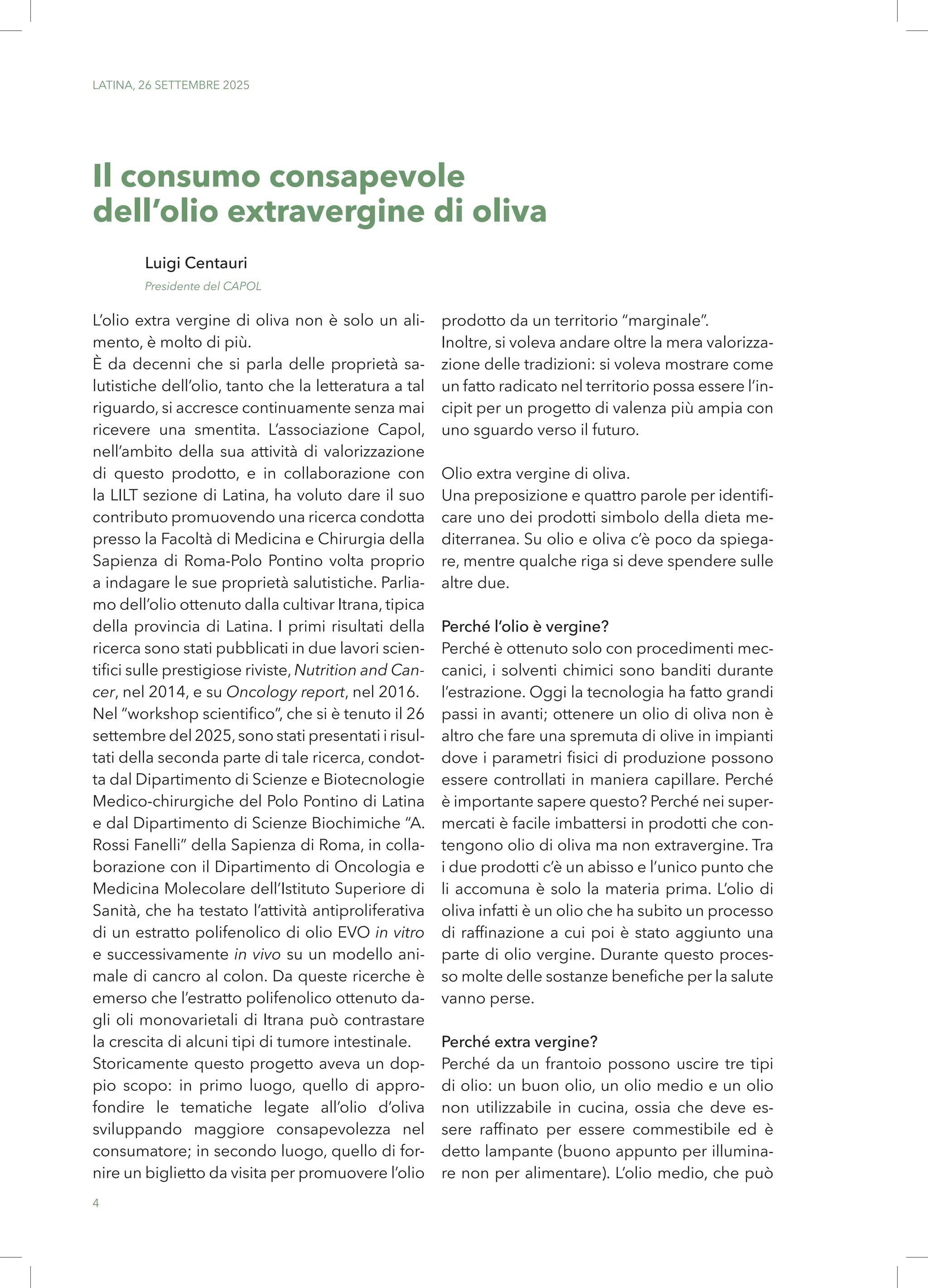 Seminario Olio Evo potente allegato - Capol | PDF
