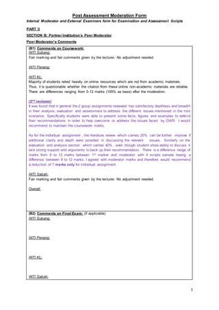 Ca post asmnt moderation form (part 2) kl 2nd review by subang | DOCX