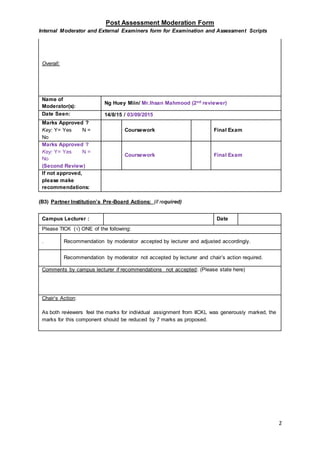 Ca post asmnt moderation form (part 2) kl 2nd review by subang | DOCX