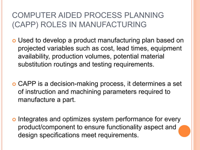 Computer Aided Process Planning Capp Pptx Programming Languages Computing