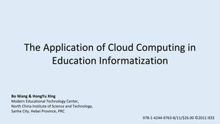 The Application of Cloud Computing in Education Informatization” | PPT