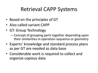 computer aided process planning, approaches to capp, variant and ...