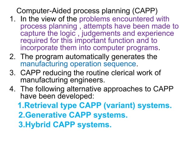 COMPUTER AIDED PROCESS PLANNING | PPTX