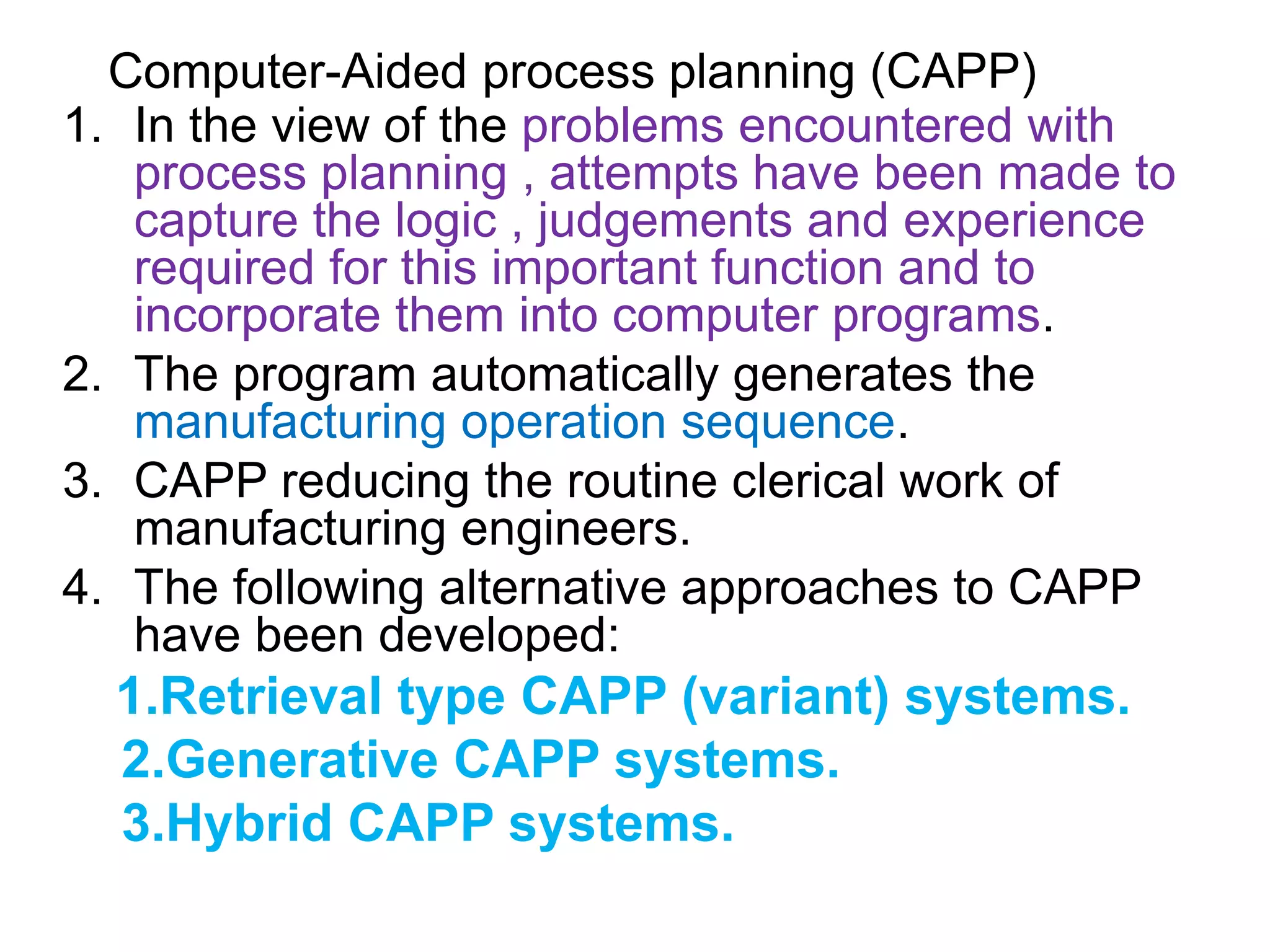 Computer – Aided process planning (CAPP) | PPTX