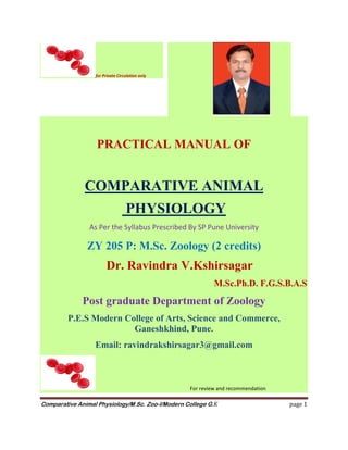 Practical Manual of Comp.Ani.Physiology | PDF