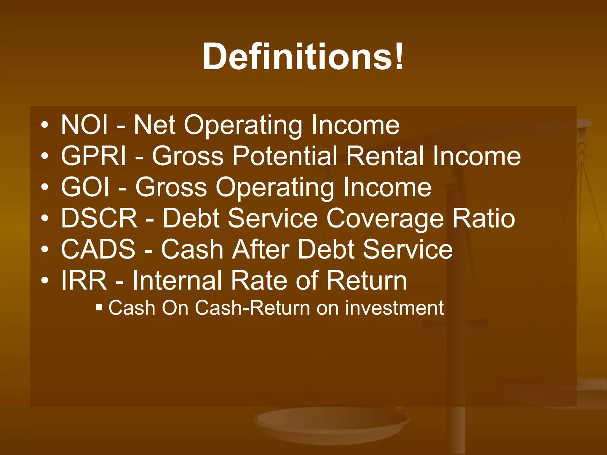 Cap Rate Presentation, How to calculate the rentability of an ...