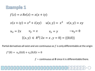 Complex Analysis - Differentiability and Analyticity (Team 2) - University of Leicesterr | PPSX