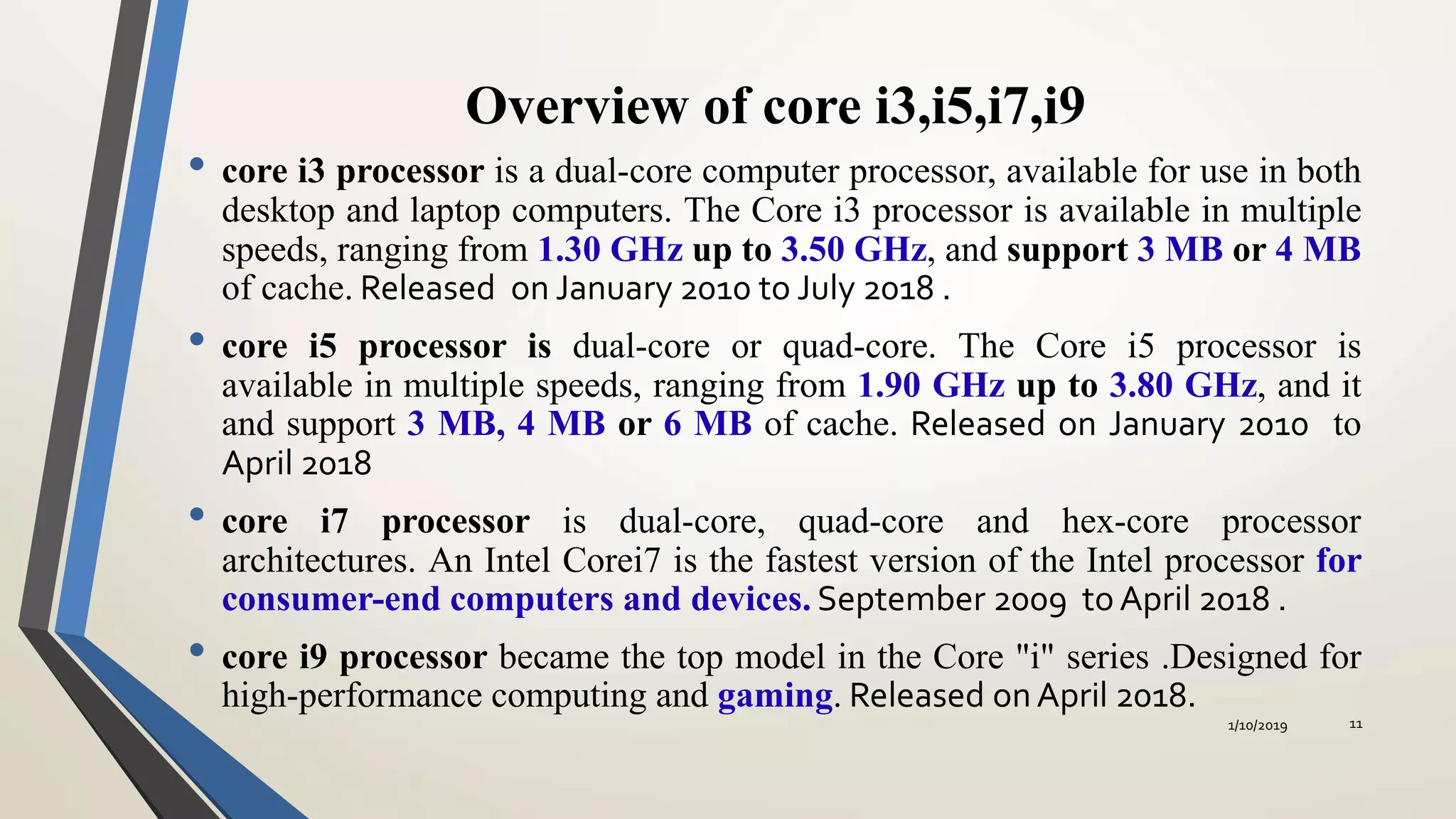 Core i3,i5,i7 and i9 processors | PPTX