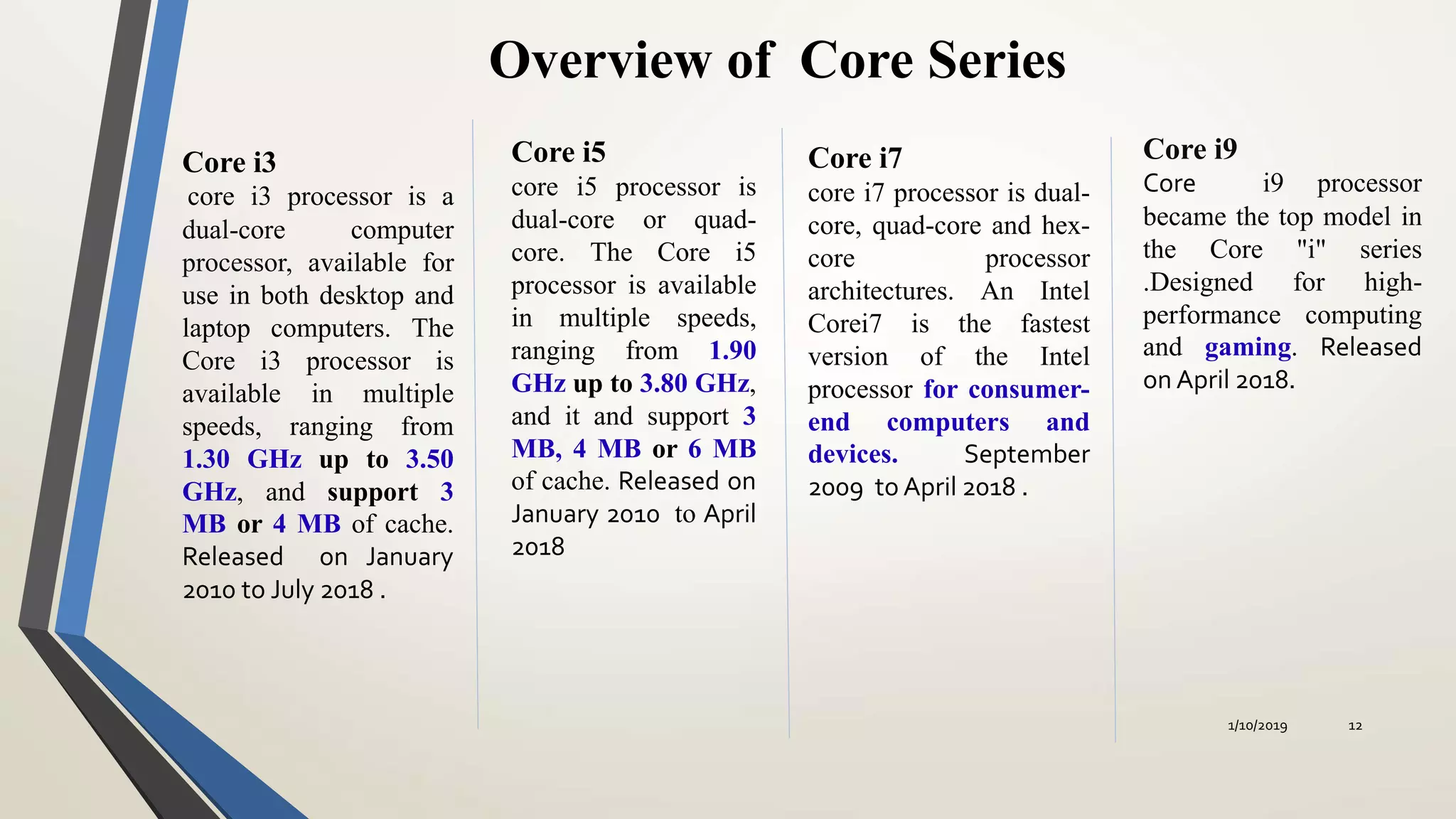 Core i3,i5,i7 and i9 processors | PPTX