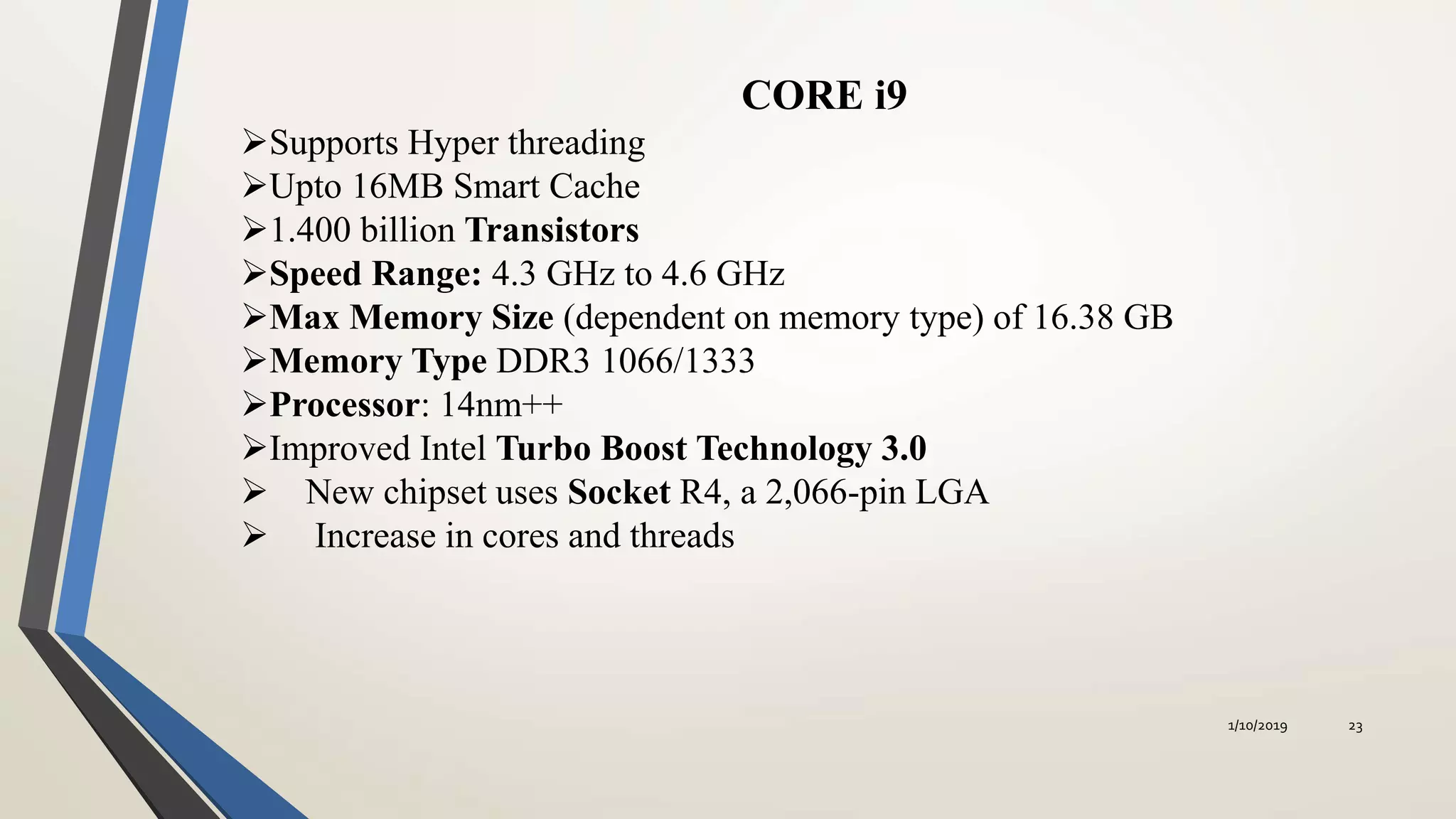 Core i3,i5,i7 and i9 processors | PPTX