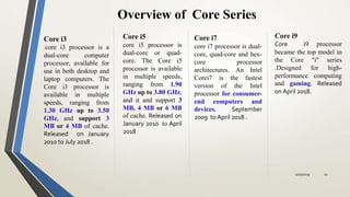 Core i3,i5,i7 and i9 processors | PPTX