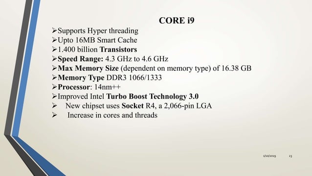 Core i3,i5,i7 and i9 processors | PPTX