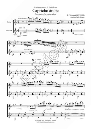 Caprico arabe-by-tarrega-for-guitar-duet | PDF | Classical Music | Music