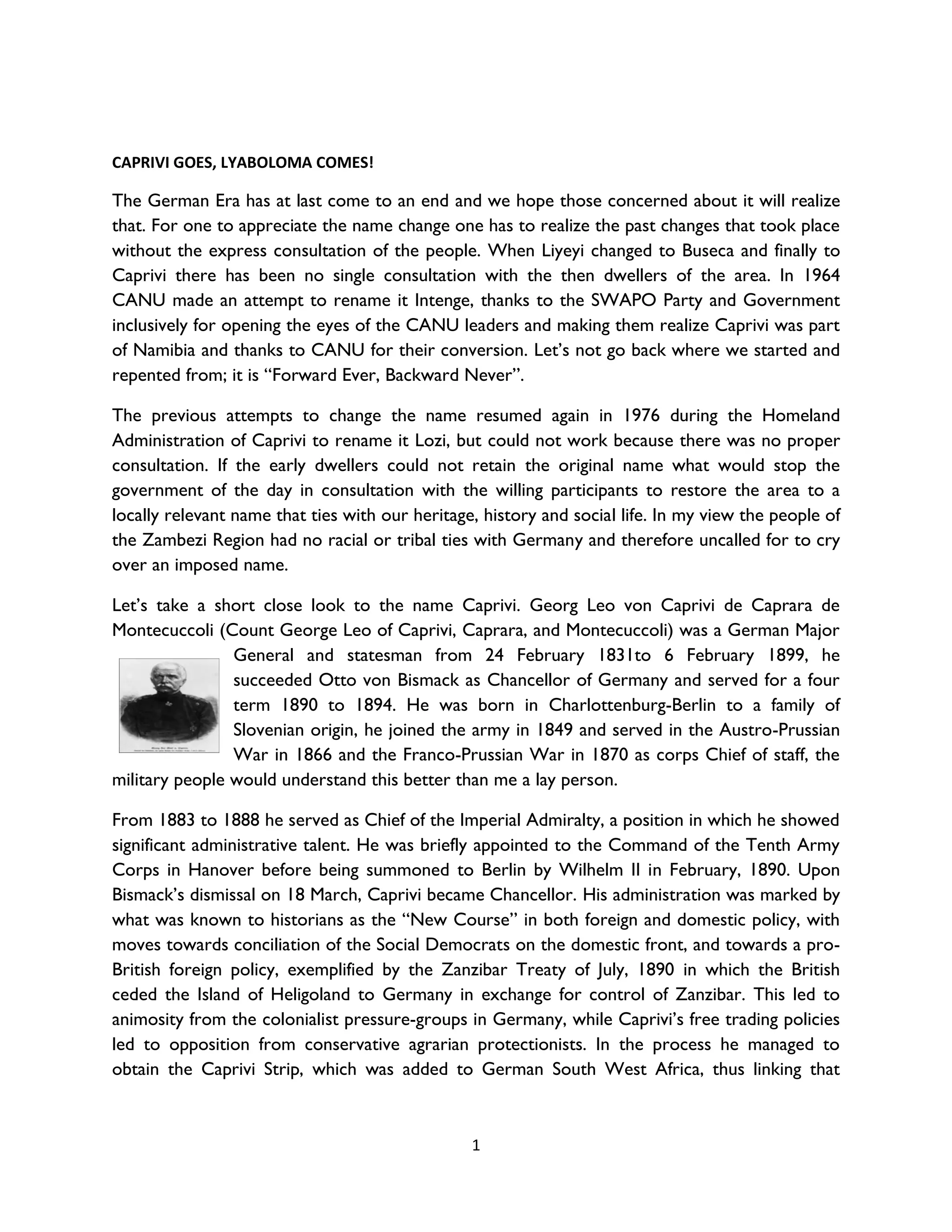 Caprivi is no more | PDF