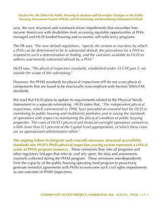 HUD Interim Rule on PHAS. Feldman, public comment | PDF