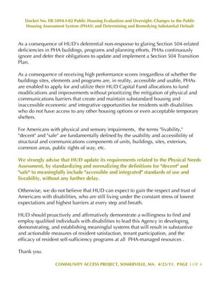 HUD Interim Rule on PHAS. Feldman, public comment | PDF