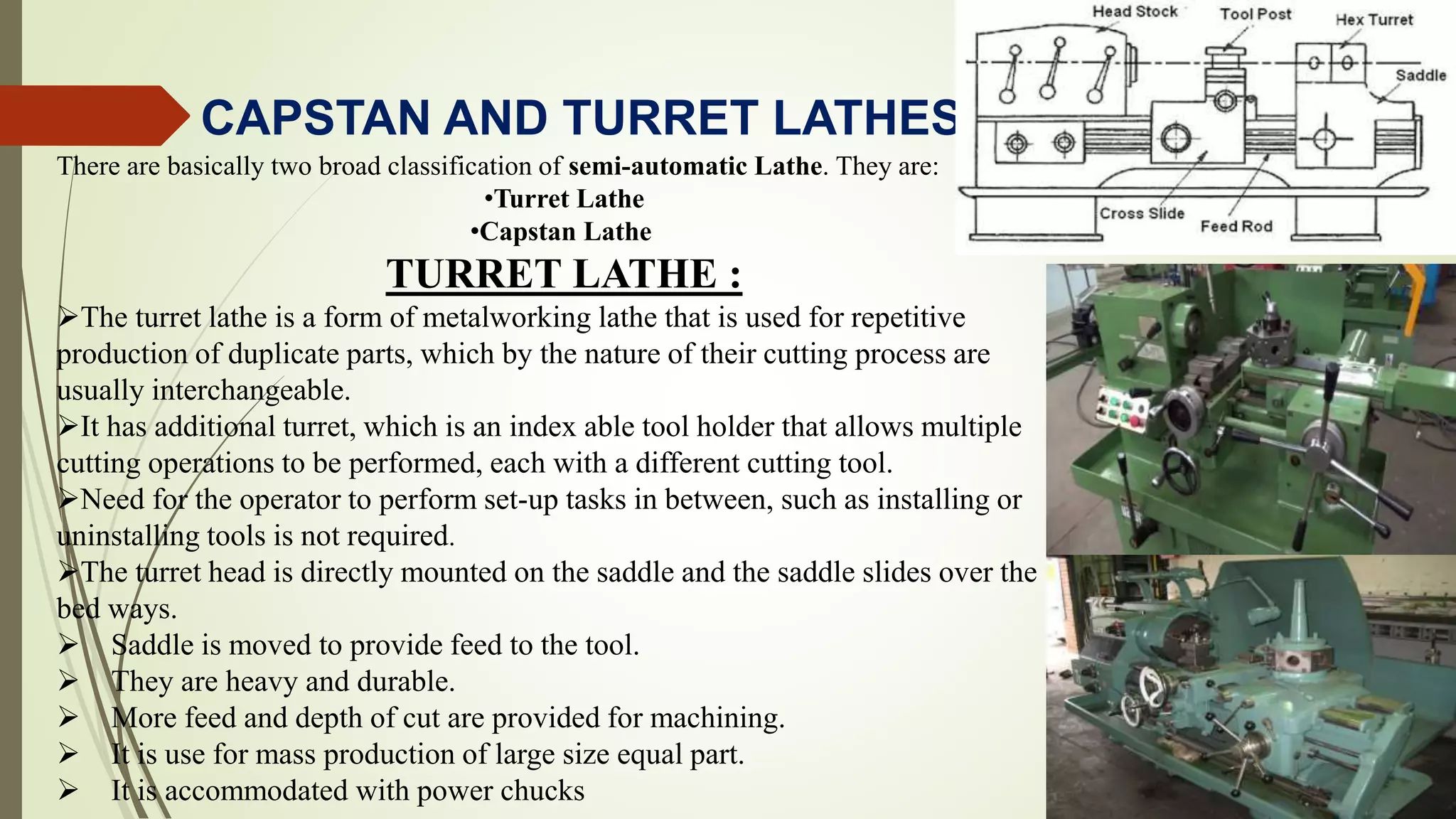 CAPSTAN AND TURRET LATHES AND DIFFERENCES BY POLAYYA CHINTADA | PPTX