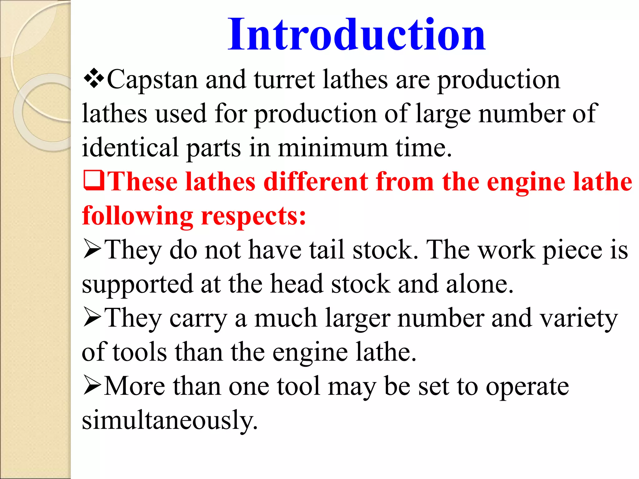 Capston and turrent lathe | PPT