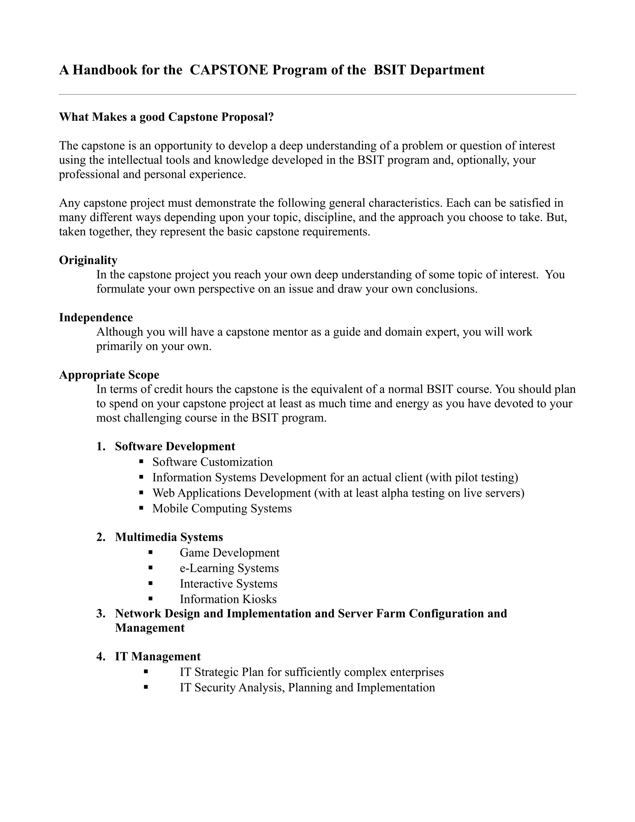 Capstone primer for BSIT Program @DBTC | PDF