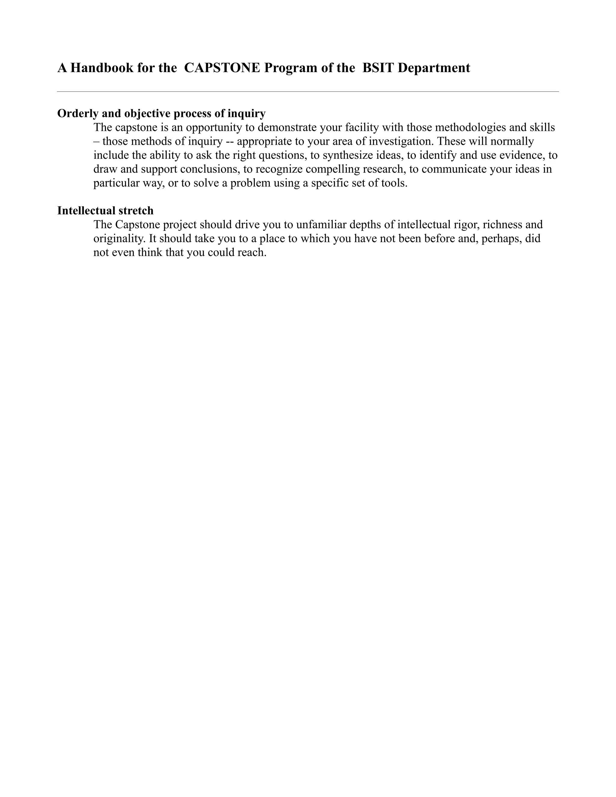 Capstone primer for BSIT Program @DBTC | PDF