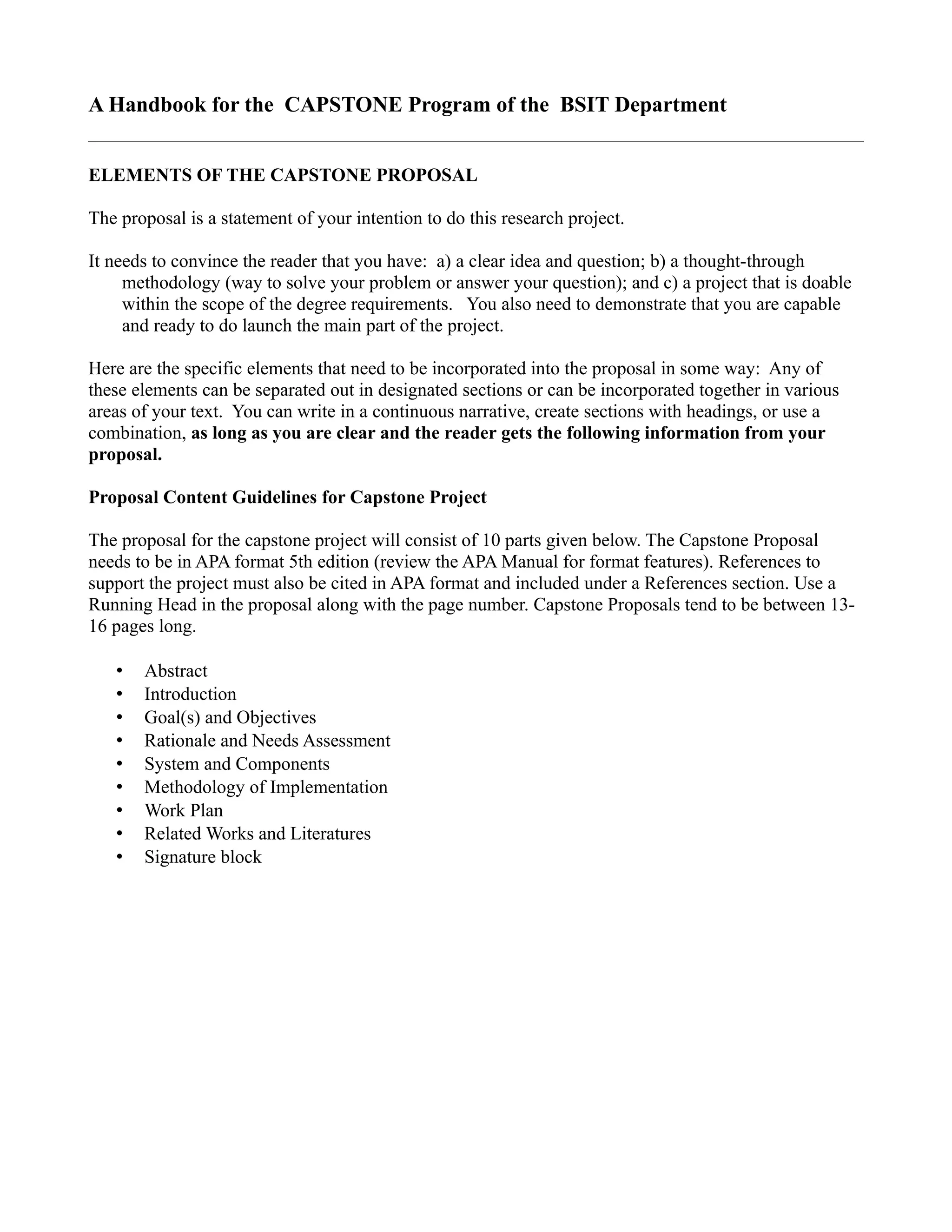 Capstone primer for BSIT Program @DBTC | PDF