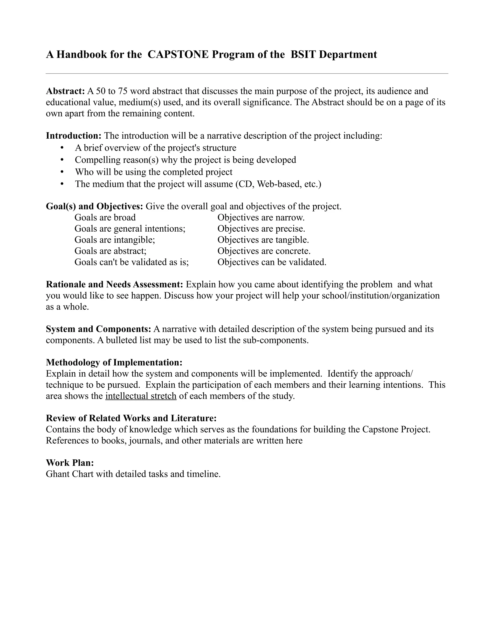 Capstone primer for BSIT Program @DBTC | PDF
