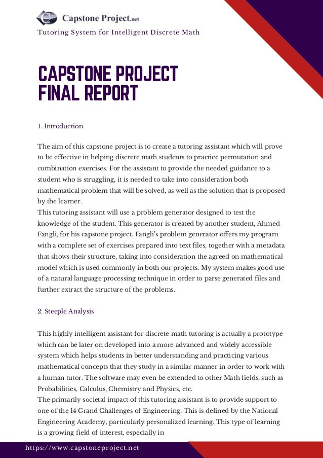 Capstone Project Final Report Sample Capstone Project Final Report Sample