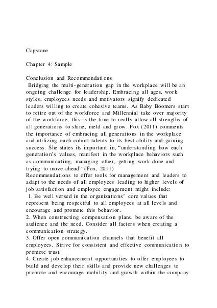 CapstoneChapter 4 SampleConclusion and Recommendations | PDF