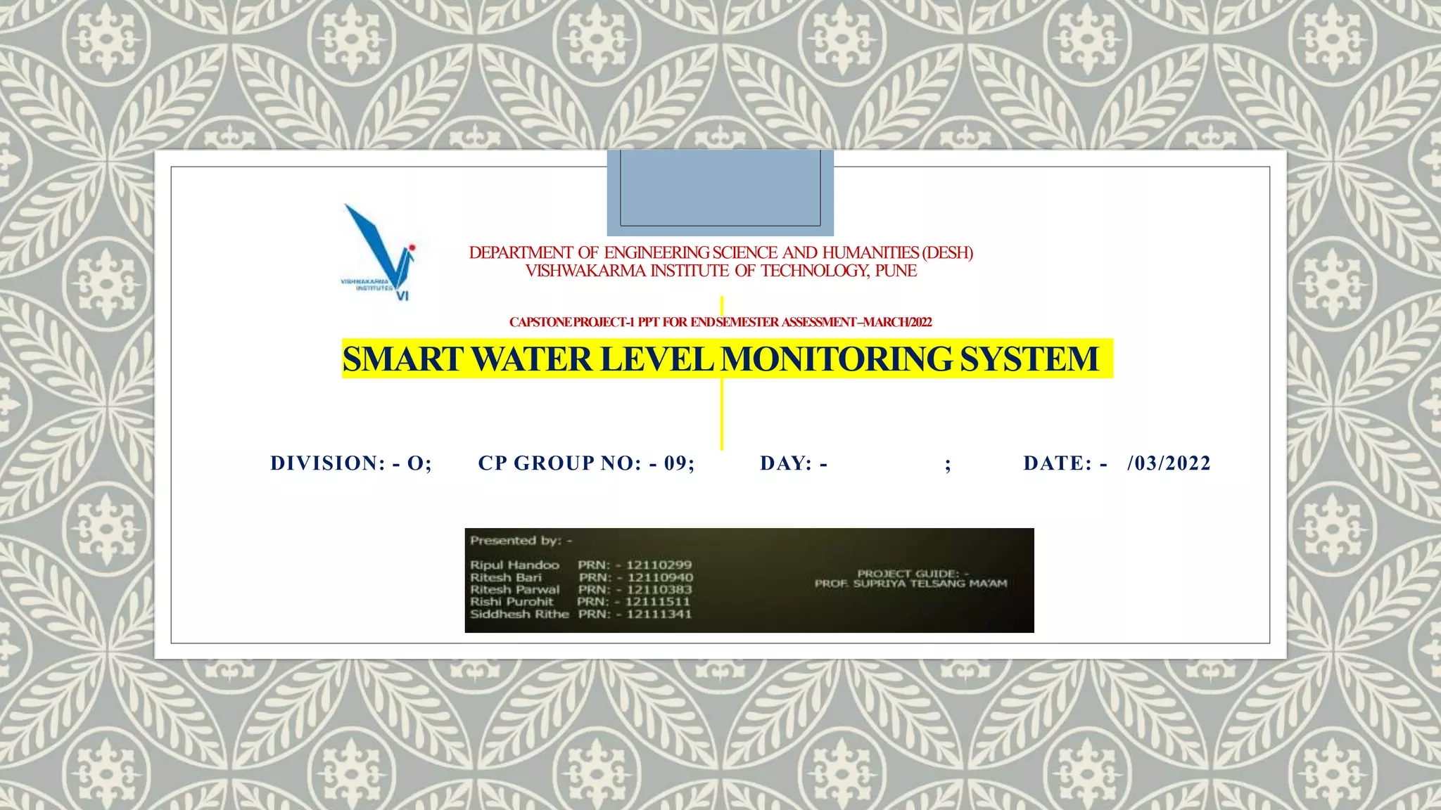 Smart water level management system | PPTX