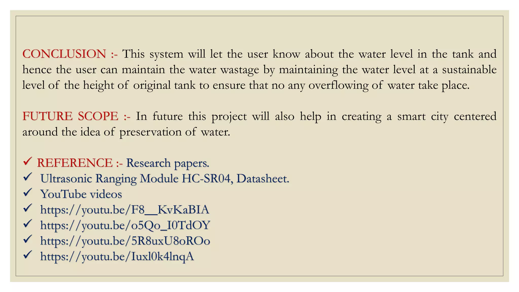 Smart water level management system | PPTX