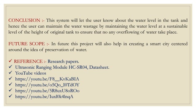 Smart water level management system | PPTX | Home Appliances | Home ...