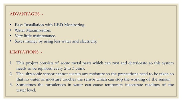 Smart water level management system | PPTX | Home Appliances | Home ...
