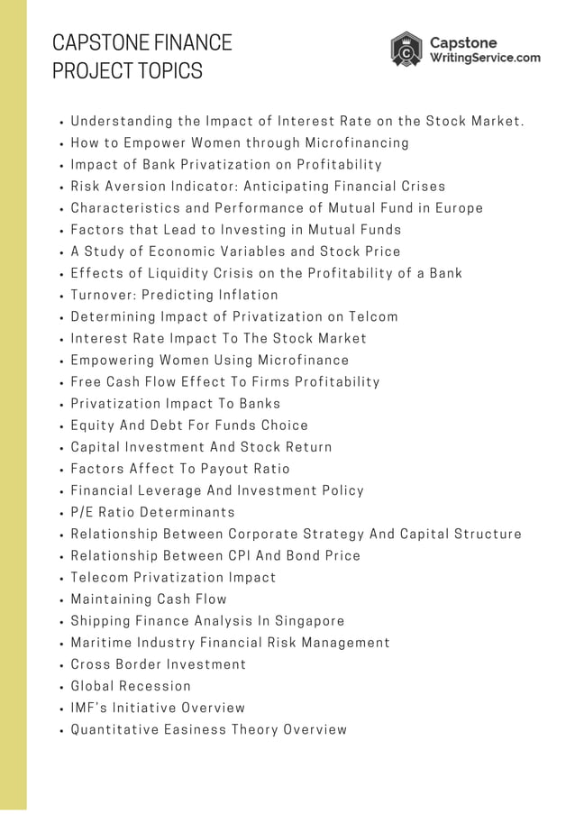 Capstone Finance Project Topics | PDF | Business Accounting & Finance ...