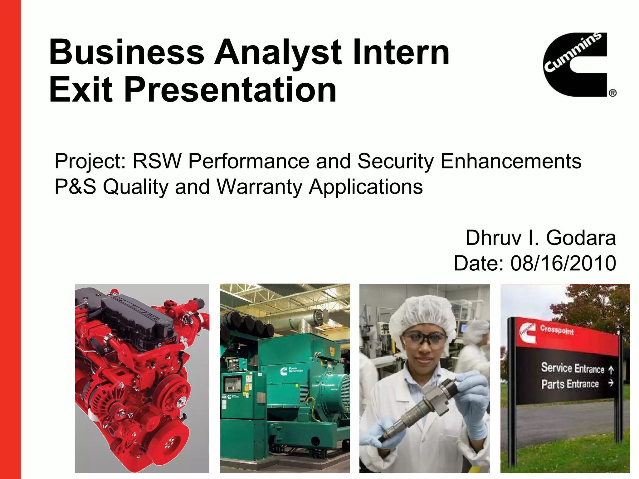 Capstone & Intern Presentation - Dhruv Godara (Cummins) | PPT