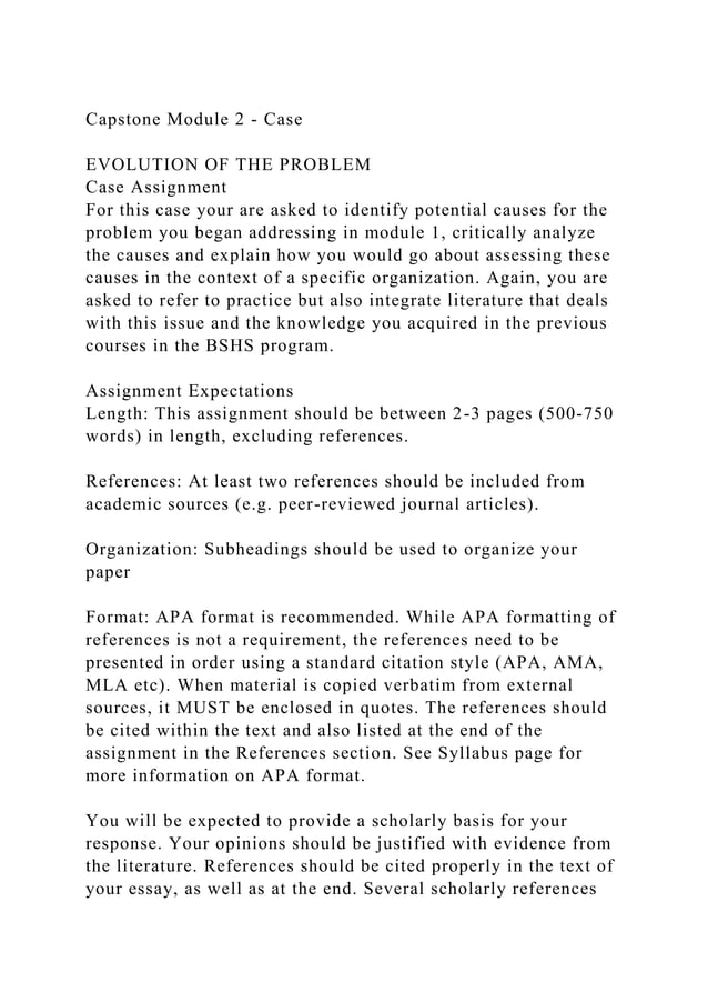 Capstone Module 2 - SLPEVOLUTION OF THE PROBLEMFor this comp.docx