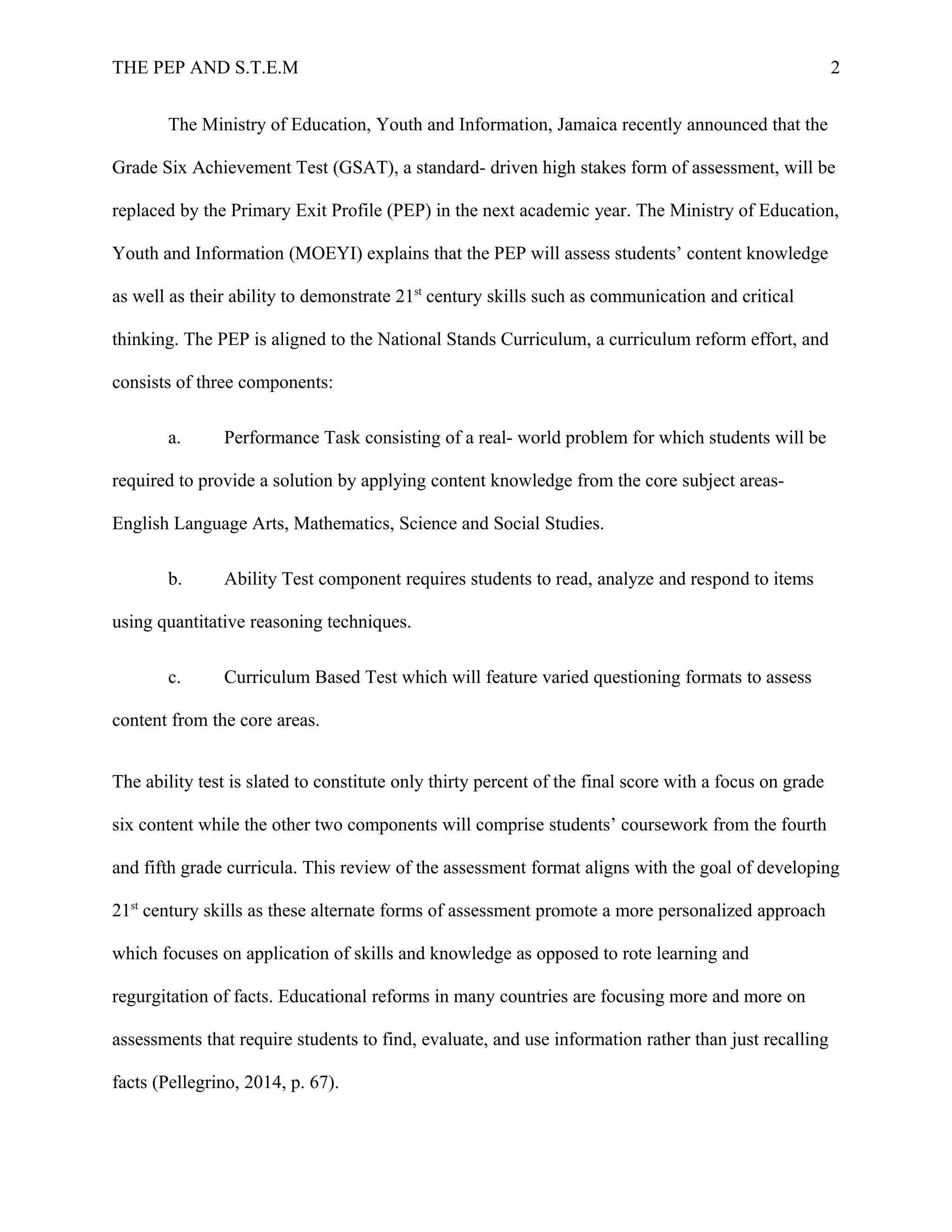 The Primary Exit Profile: What does this mean for STEM in Jamaican ...