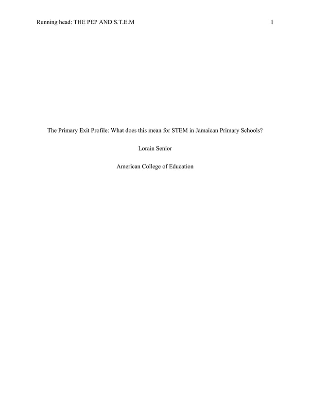 The Primary Exit Profile: What does this mean for STEM in Jamaican ...